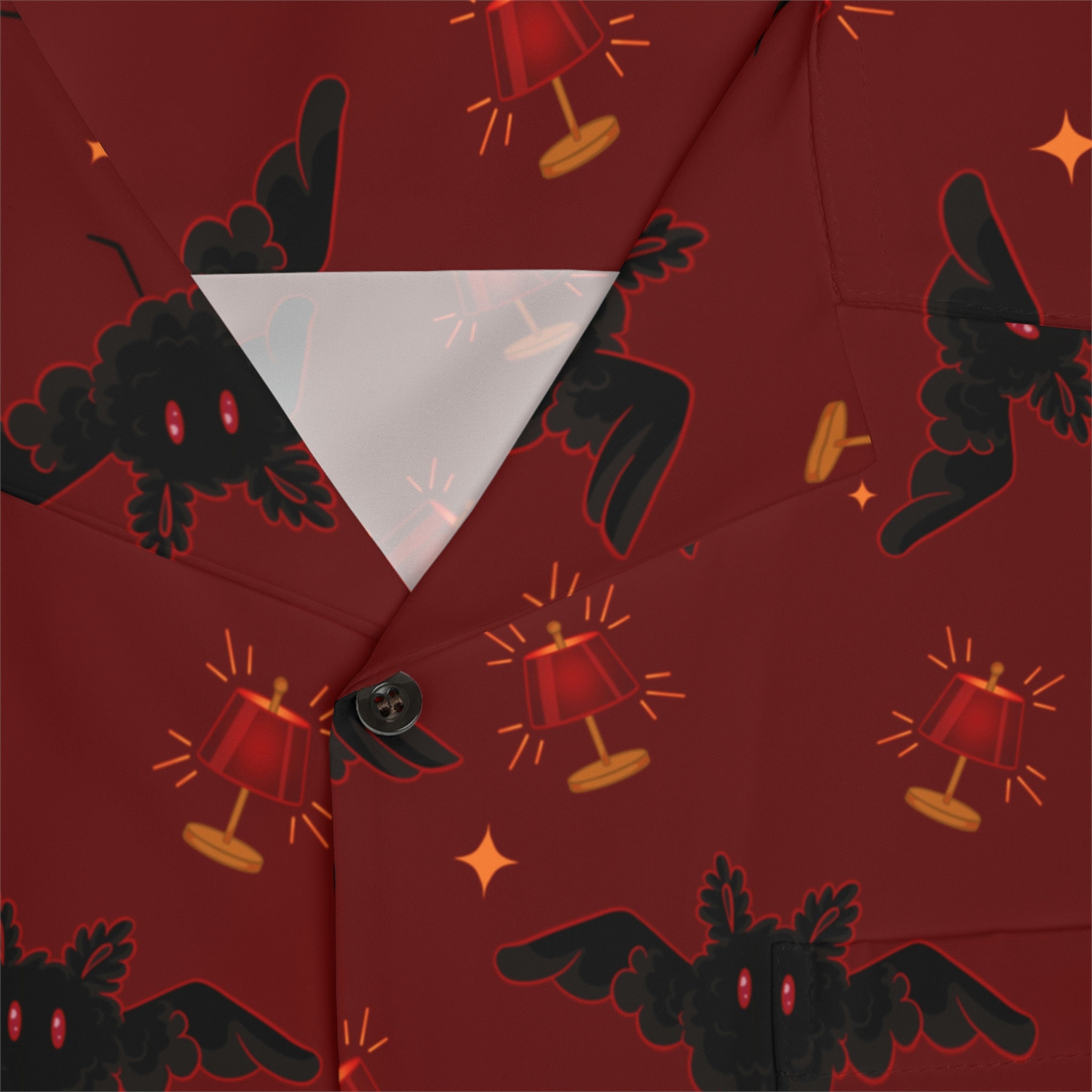 Gothic Spooky Mothman Cute Lamp Button up Short Sleeve Shirt - Etsy