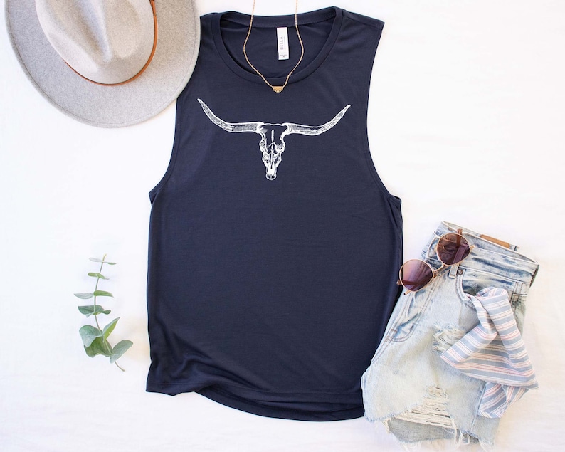 Cow Skull Tank Top Rodeo Tank Top Western Tank Top Country - Etsy