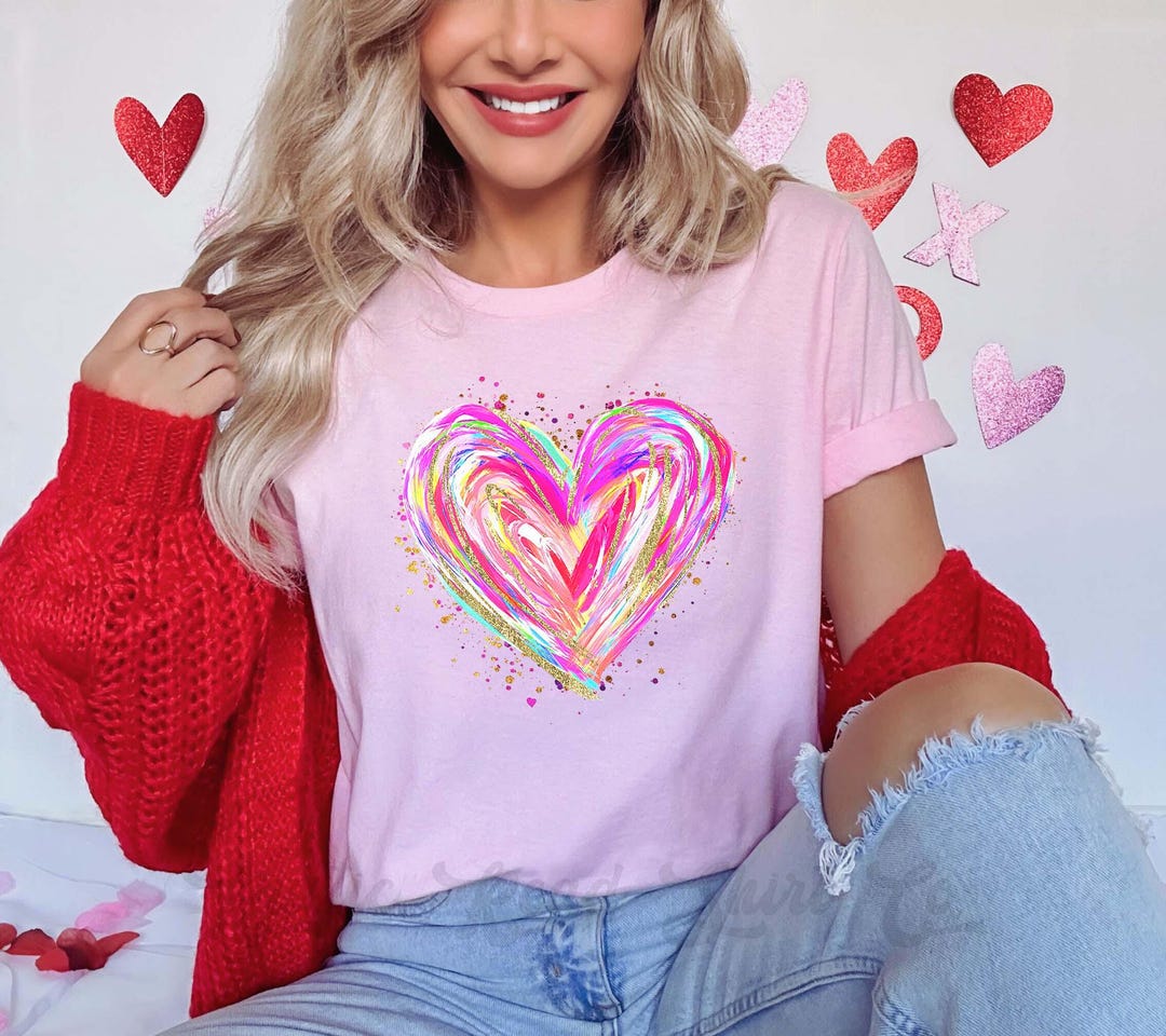 Heart Valentines Shirt, Women's Valentine Shirt, Neon 90's Valentine ...