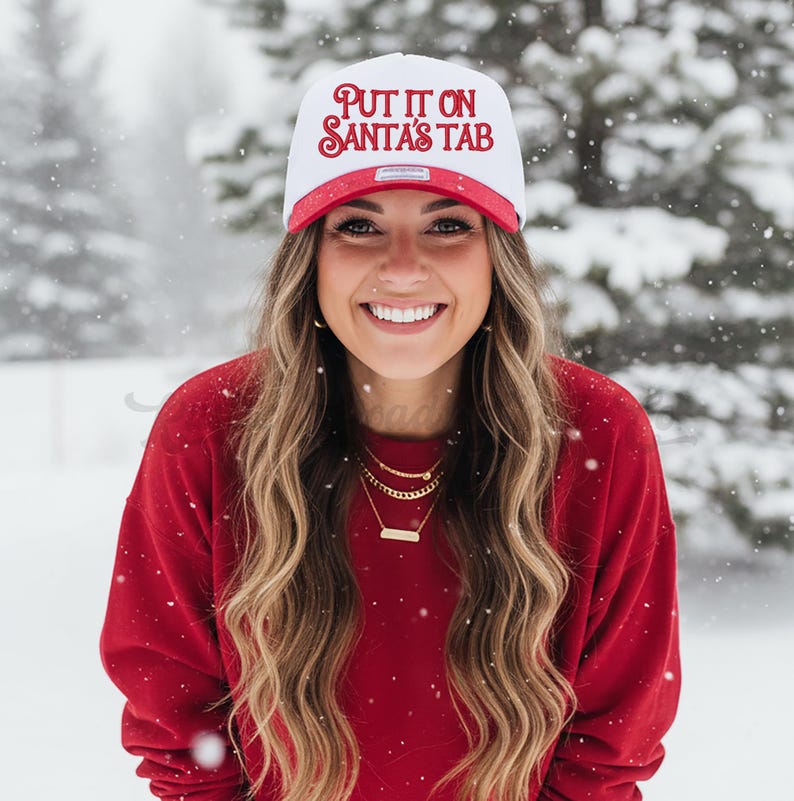 Put It on Santa's Tab Hat, Christmas Trucker Hat, Embroidered Trucker ...