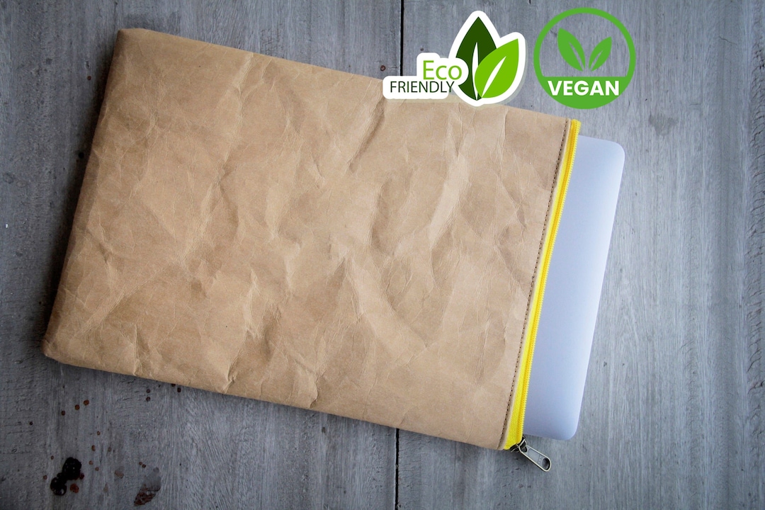 Laptop Sleeve 15 16 Made of Kraft Paper With Yellow Zipper - Etsy