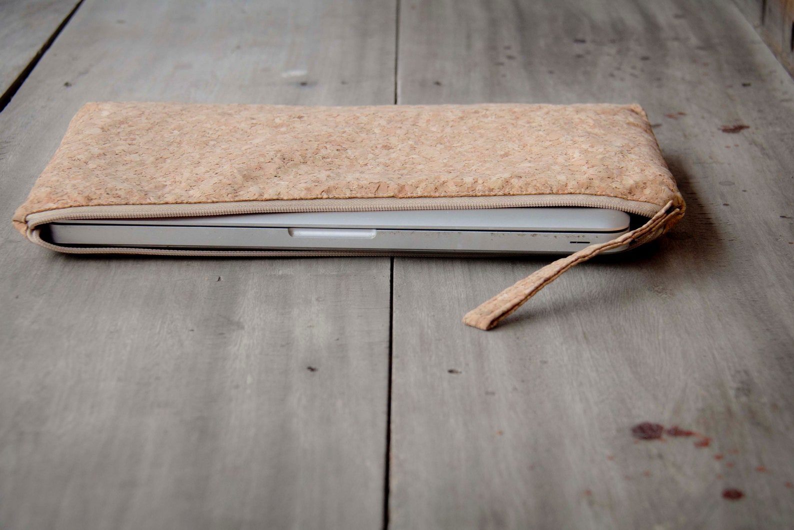 Handmade Cork Laptop Sleeve 15-16"| Padded Vegan Case With Zipper| Eco ...