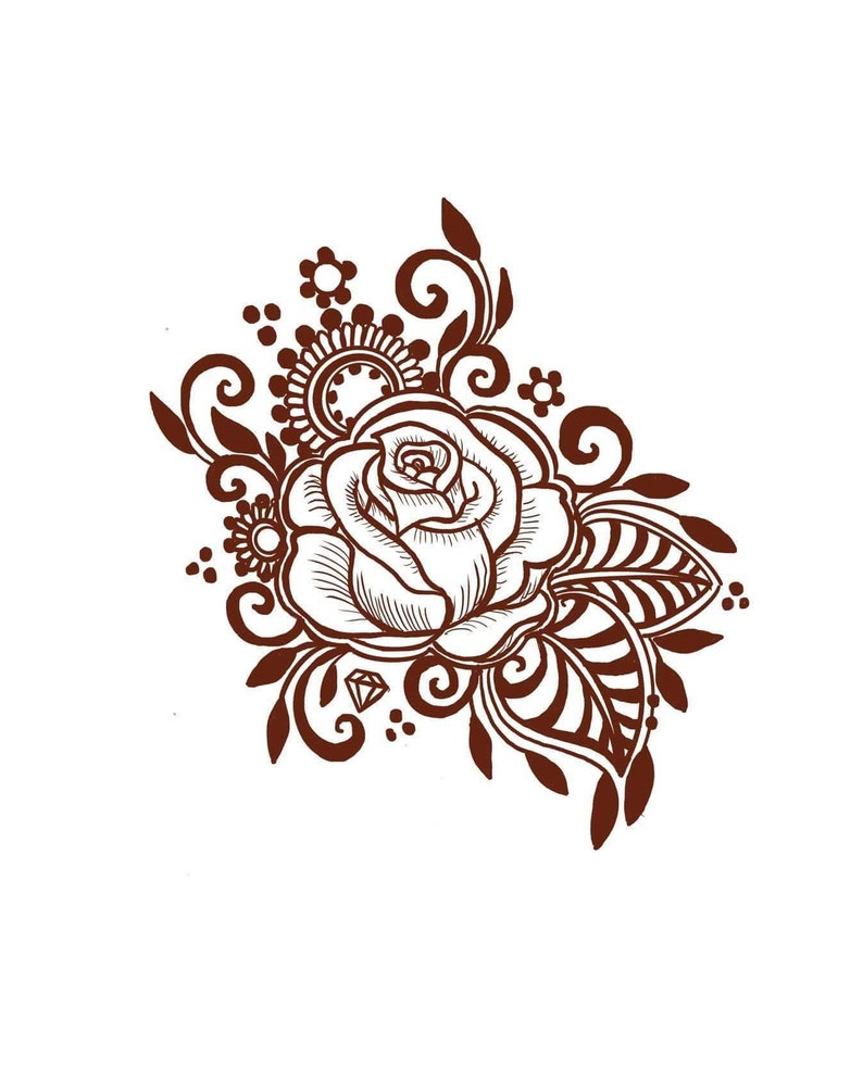 Jessikay Henna Rose Temporary Tattoo | Etsy