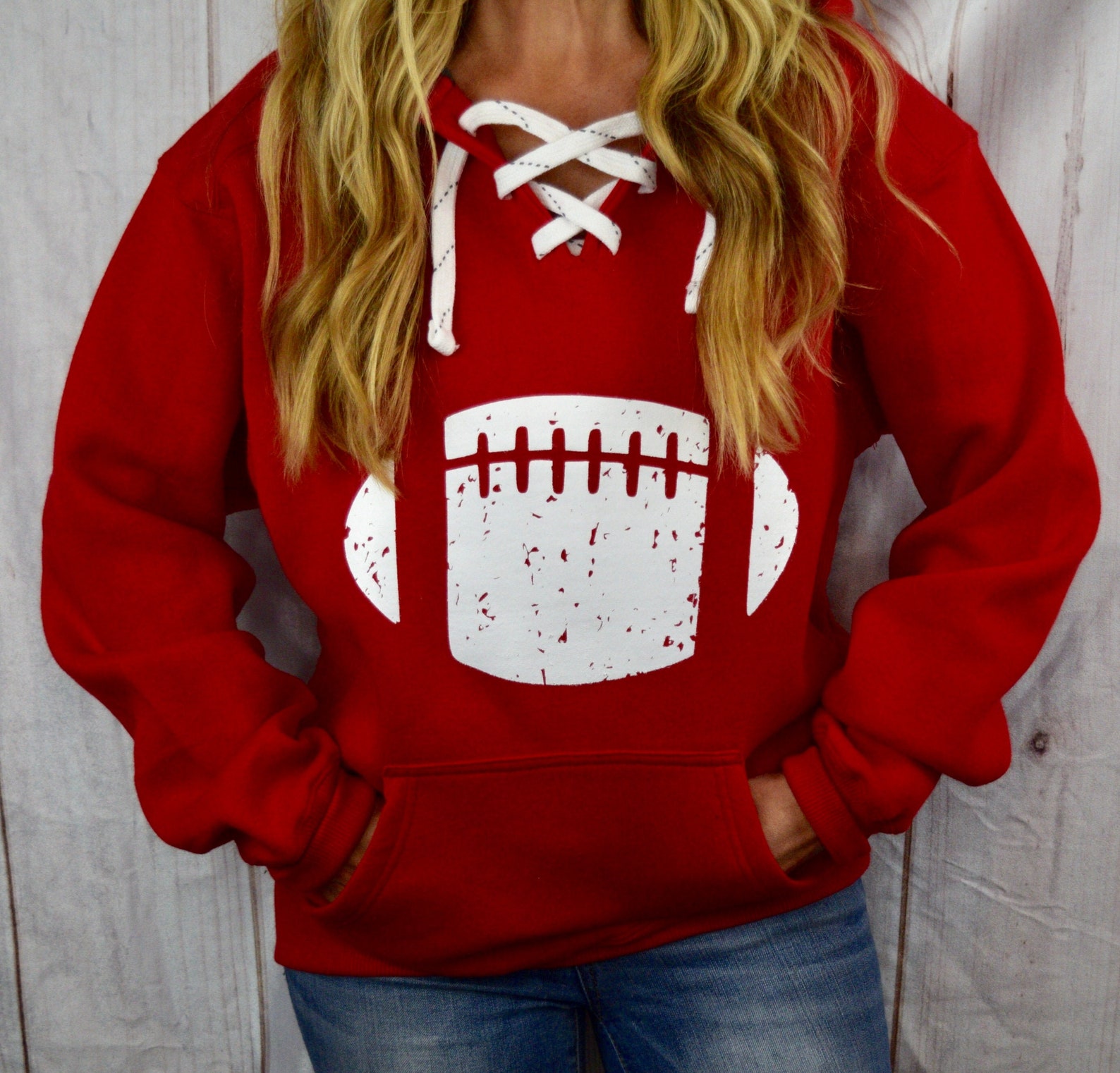 Football Sweatshirt Women. Football Shirt. Red Sports Hoodie. Football ...