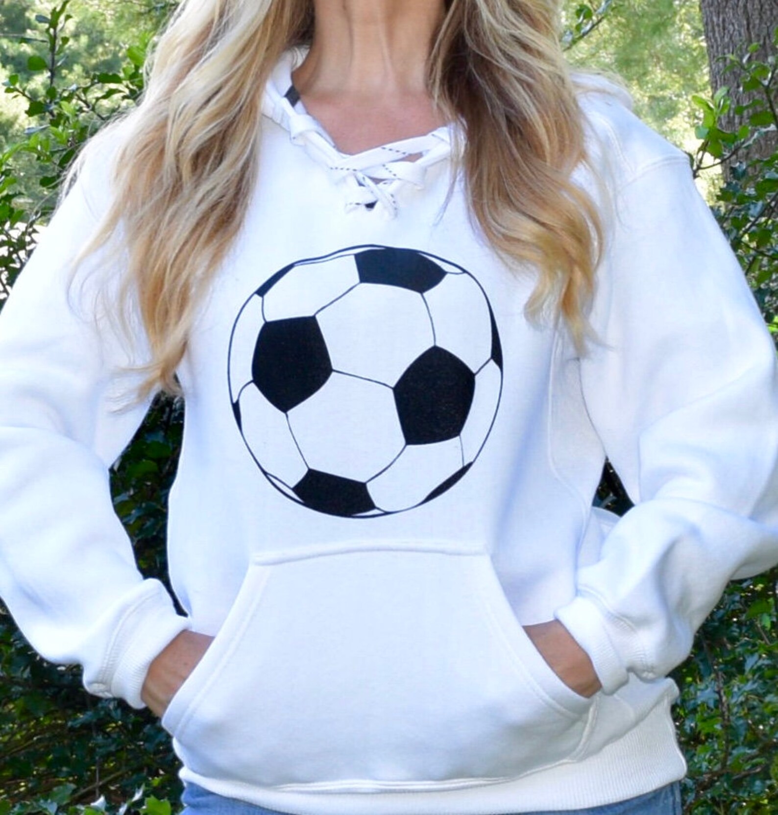 Soccer Hooded Sweatshirt. Soccer Hoodie. Lace Up Sweatshirt. | Etsy