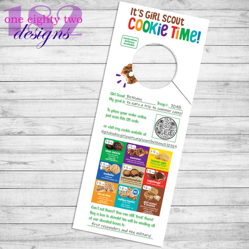 2022 Girl Scout Cookie Order Door Hangers for Little Brownie | Etsy India
