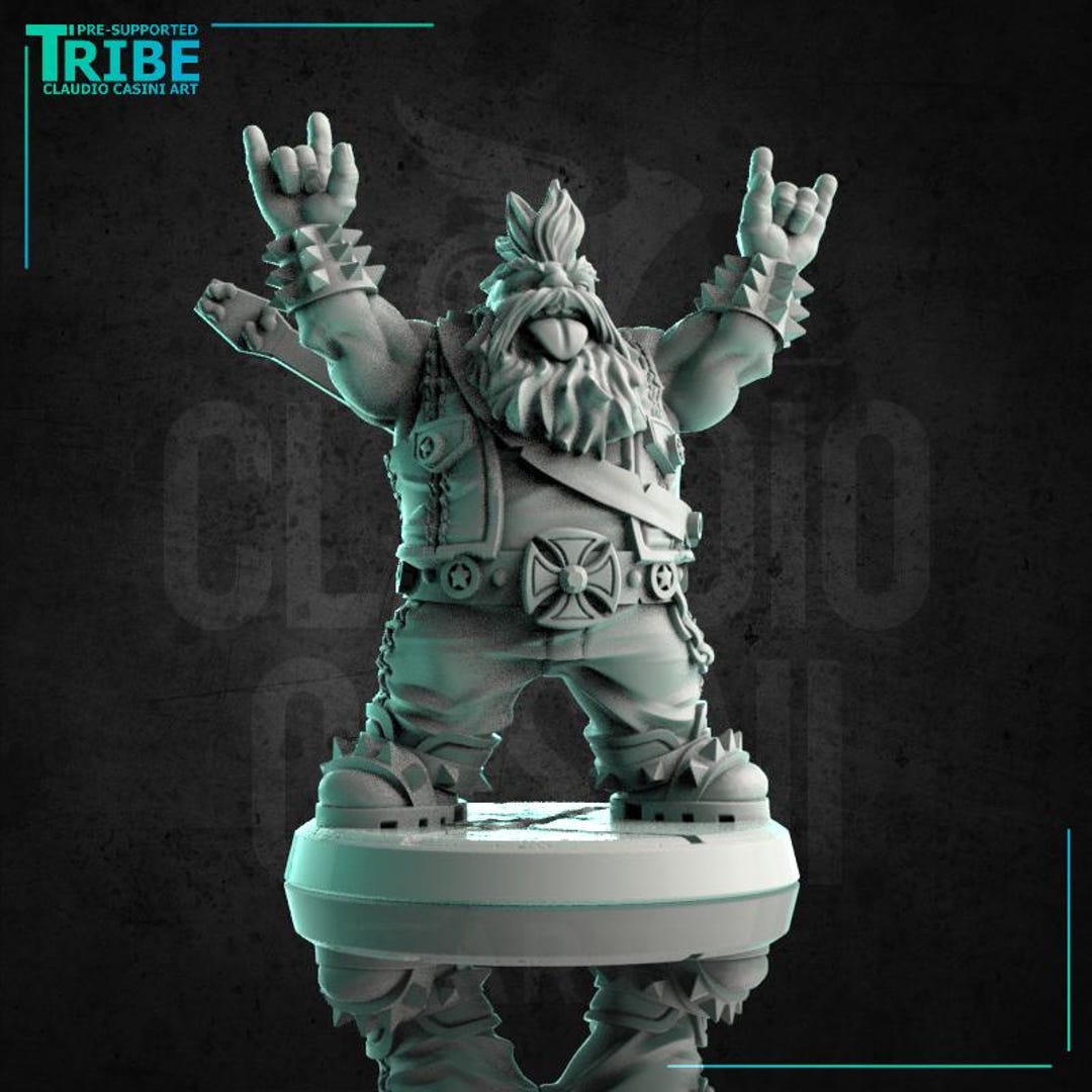 Male Dwarf Bard Rocker With Guitar , Figurine for Dnd or Pathfinder RPG ...