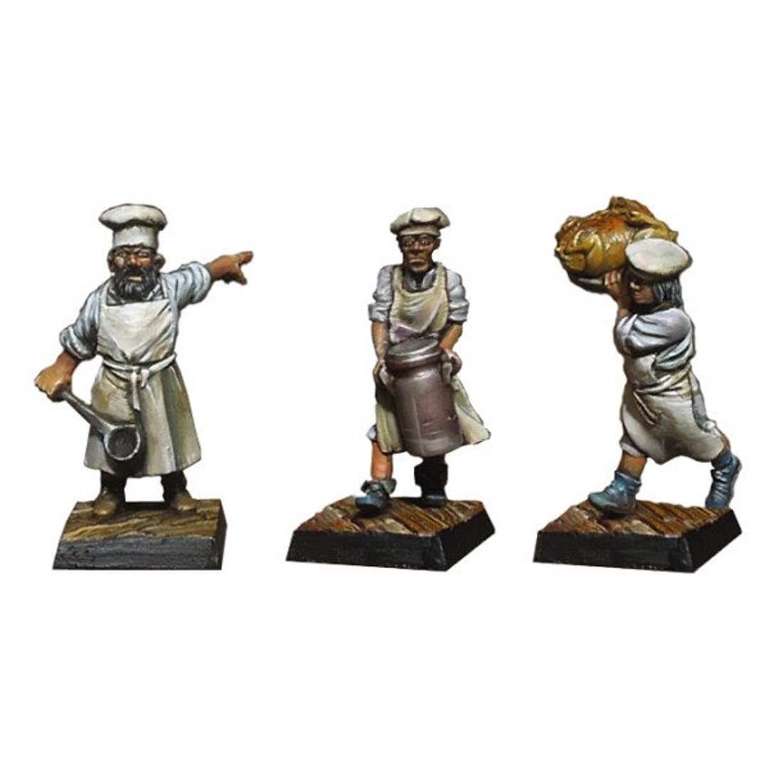 Set of 3 Cook Figurines 28mm Scale - Etsy