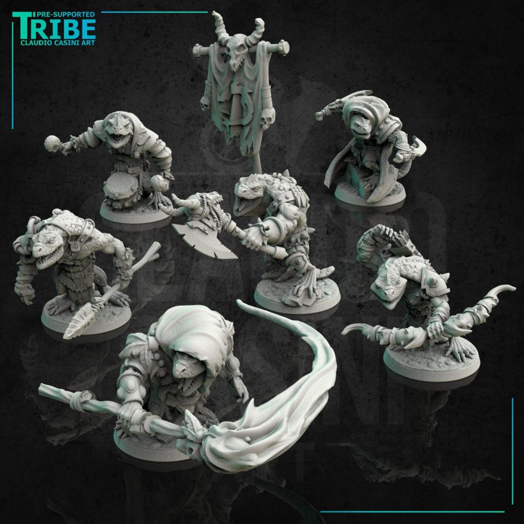 Set of 6 Troglodyte Fantasy Figurines – Miniatures RPG Wargame – 3D ...