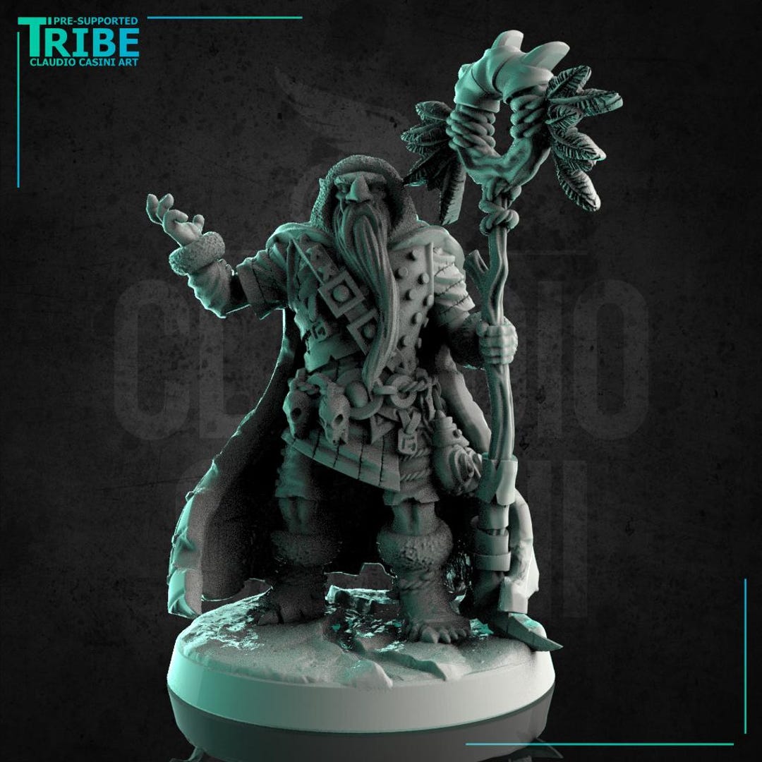 Male Half Troll Shaman Wizard With Magic Staff , Figurine for Dnd or ...