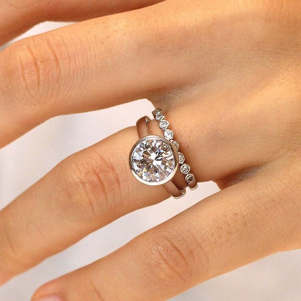 Bezel Set Engagement Ring - Etsy