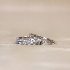 Stackable Art Deco Style Rings - Three Piece Milgrain Eternity Ring Set ...
