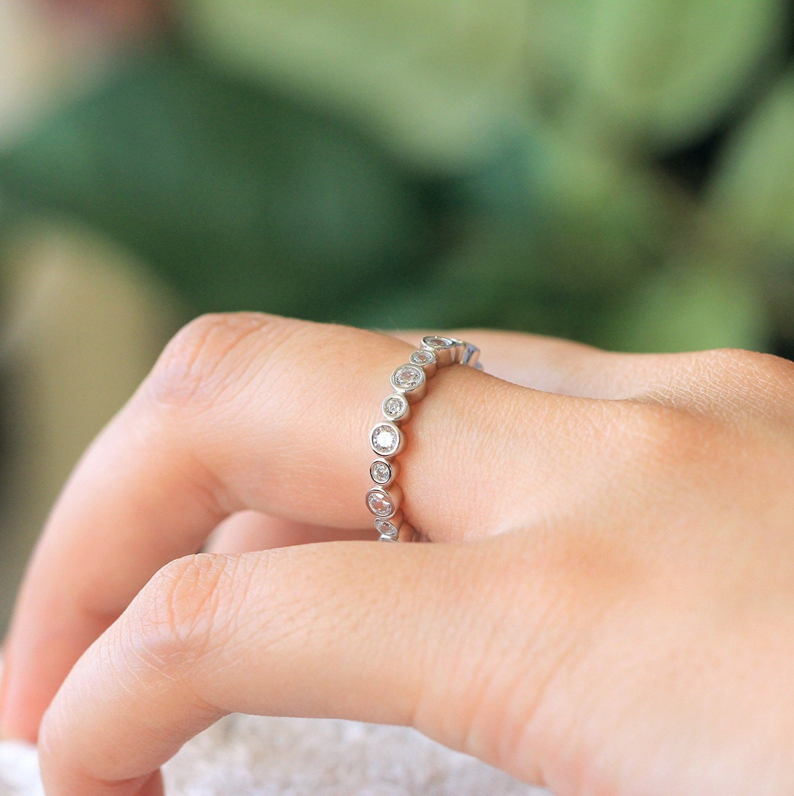 1.00 Cttw Bubble Bezel Eternity Band Ring Brilliant Cut - Etsy