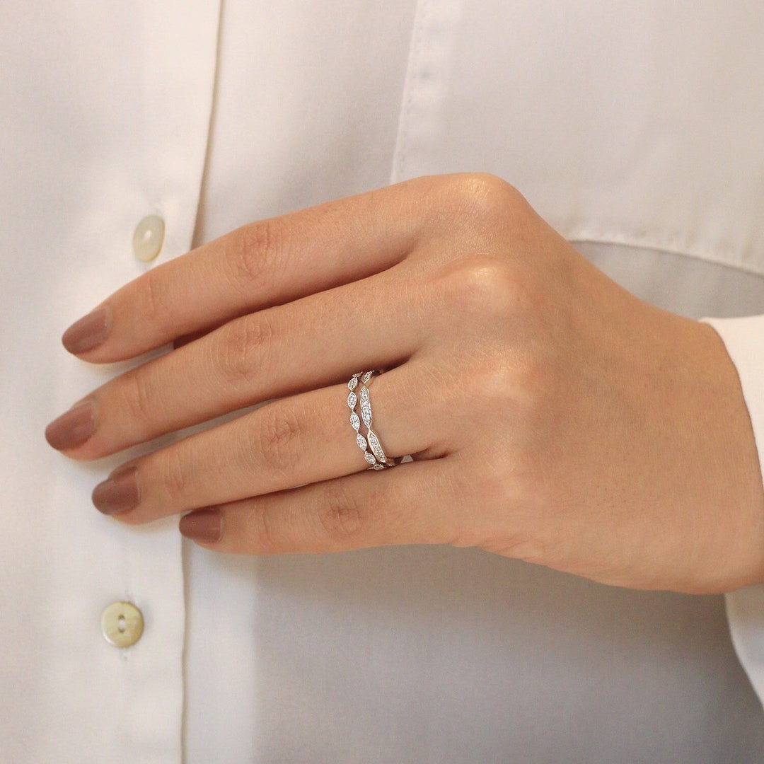 Mix Match Stacked Eternity Ring - Brilliant Pave Band Set - Art Deco ...