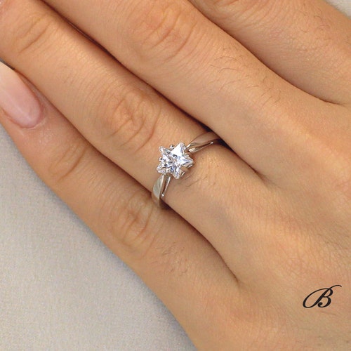 Solitaire Star Bridal Set Ring Star Cut Diamond Simulant - Etsy