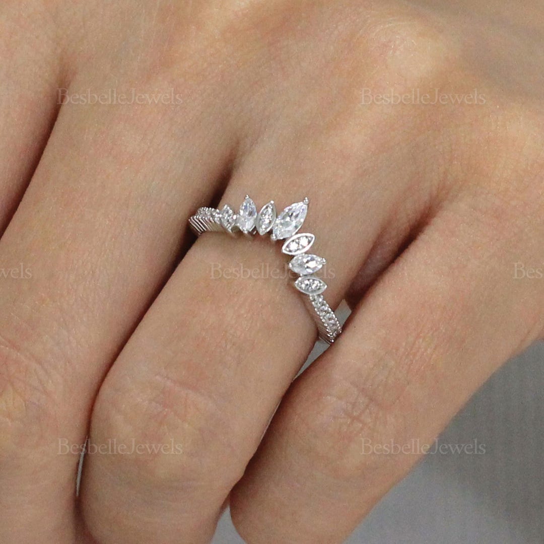 Grand Tiara Ring - Sterling Silver Crown Wedding Ring - Curved Tiara ...