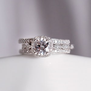 Three Piece Ring Stack Set Diamond Ring Set Jewelry Bundle Set ...