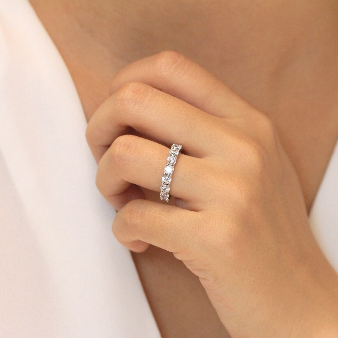 Wide Full Eternity Ring - U Prong Setting Brilliant Cut Ring - Fancy ...