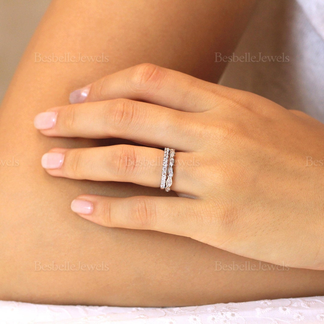 Two Half Eternity Set - Vintage Stackable Eternity Band Stacks ...