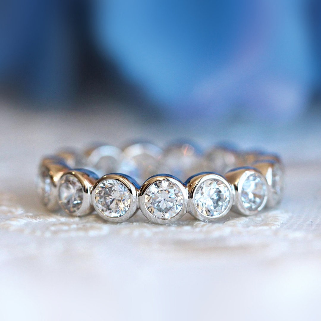 Bezel Set Eternity Ring Stackable Eternity Ring 3.5mm Wide Brilliant ...