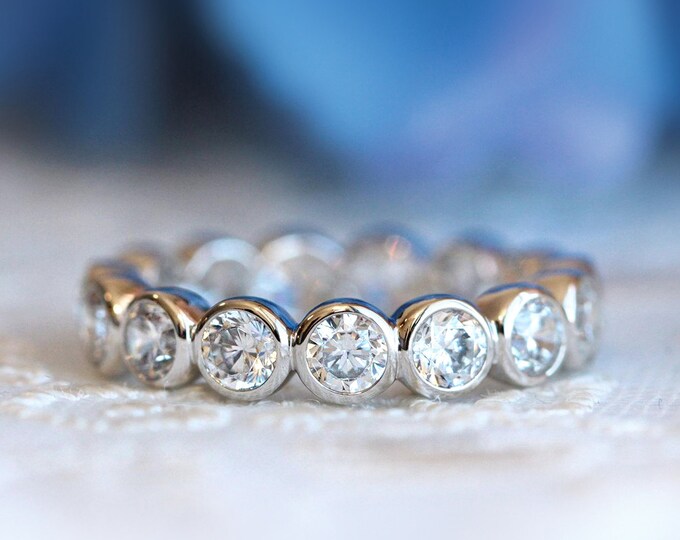 Bezel Set Eternity Ring Stackable Eternity Ring 3.5mm Wide Brilliant ...
