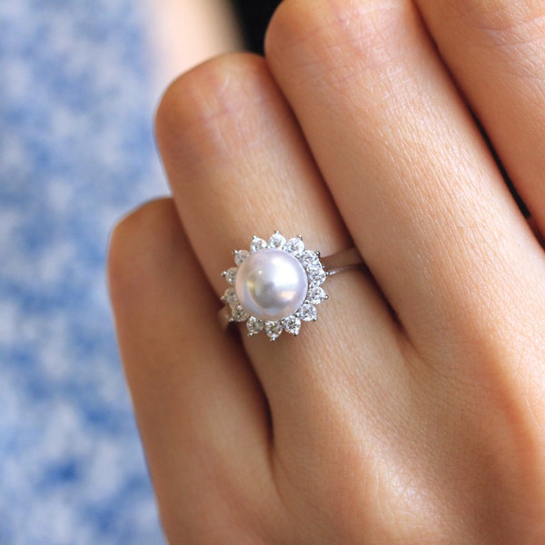 Pearl Engagement Ring - Etsy