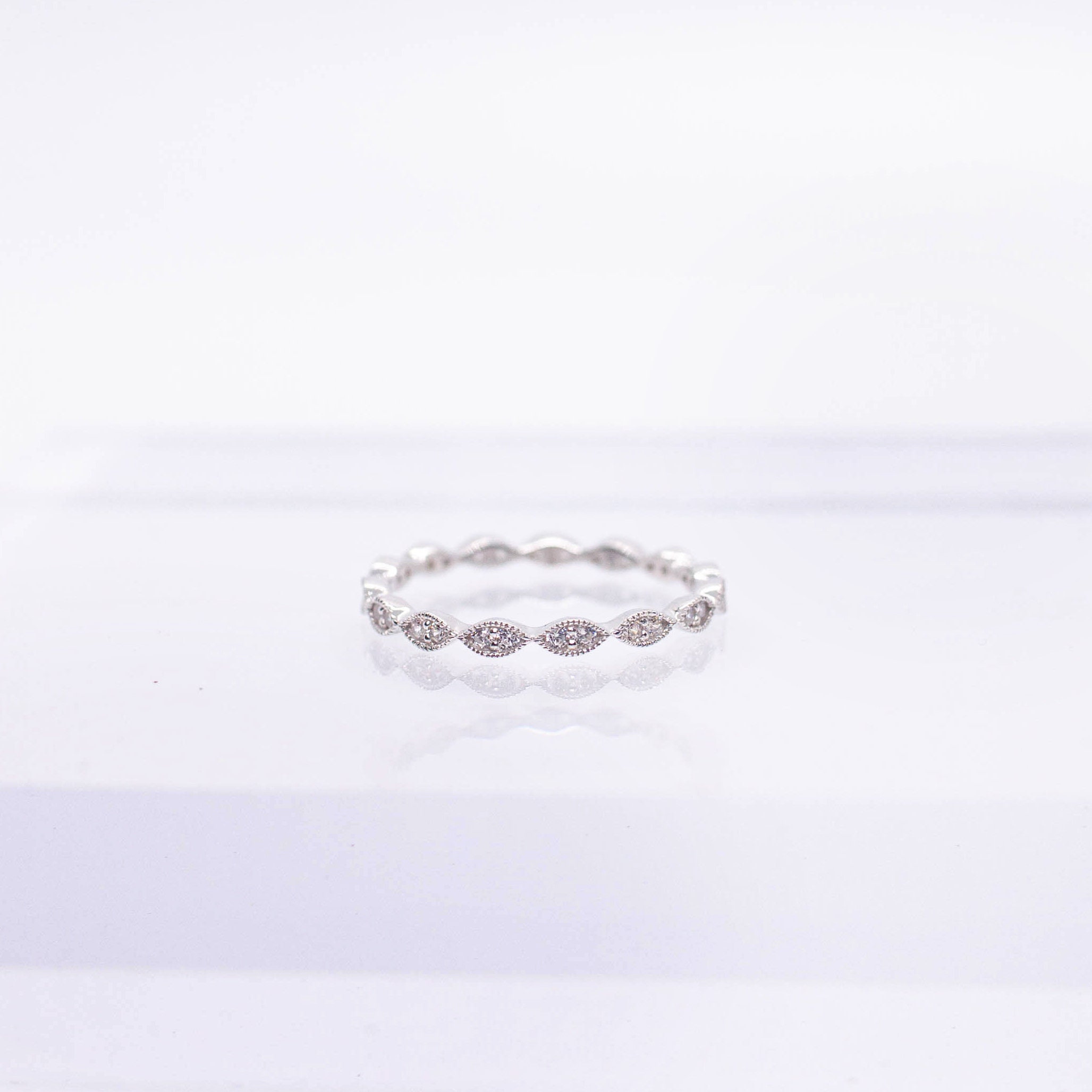 Art Deco Full Eternity Band Minimalist Stacking Band CZ - Etsy