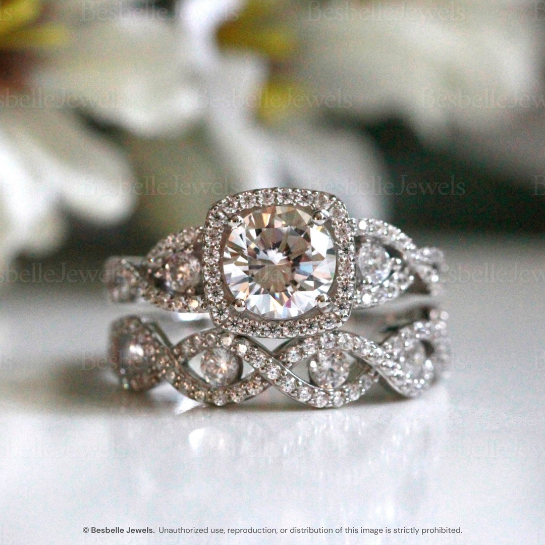 Infinity Crossover Ring - Twisted Knot Wedding Ring Set - Crossover Art ...