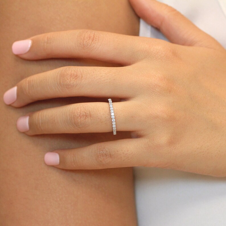 Simple & Minimal Band Diamond Eternity Ring Wedding Band - Etsy