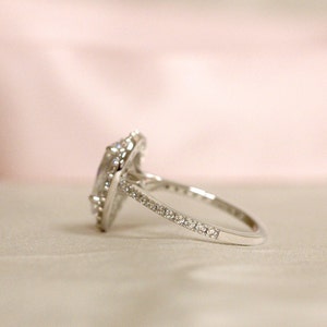 Maximalist Pear Halo Engagement Ring - Pear Cut Halo Ring - Tear Drop ...