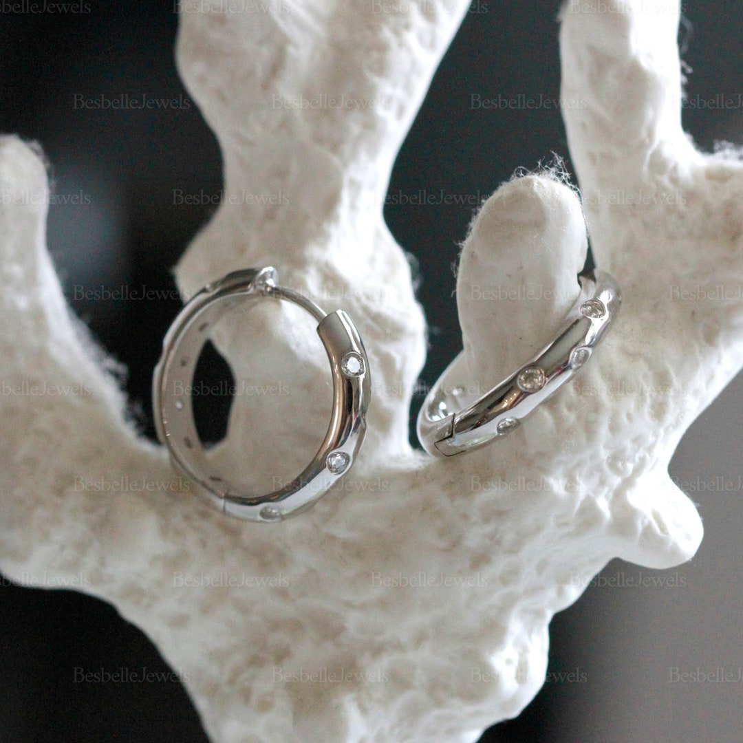 Infinity Huggies - 10 Stone Silver Doom Hoop Earrings - Bridal Hoop ...
