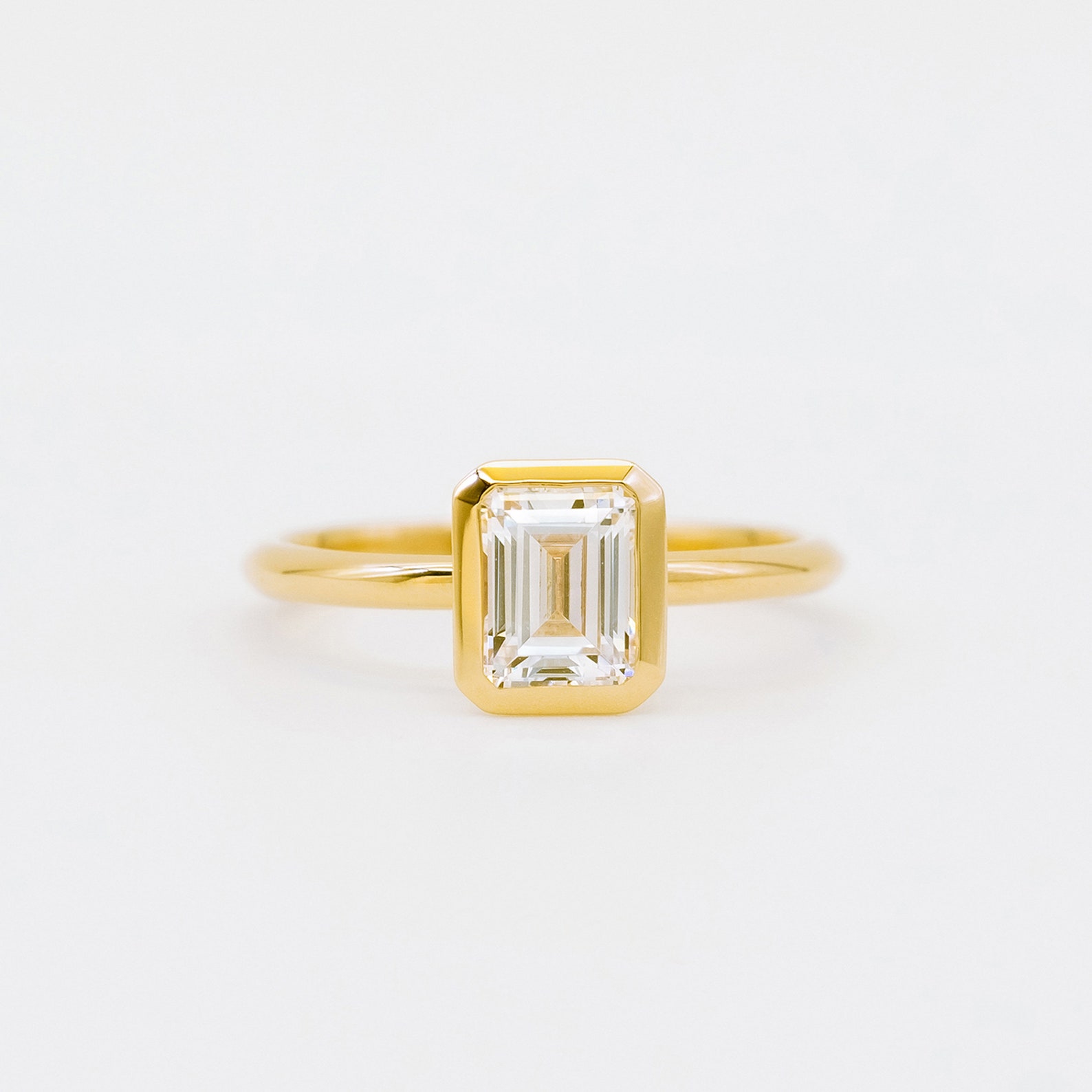 Emerald Bezel Cut Ring Emerald Cut Engagement Ring - Etsy