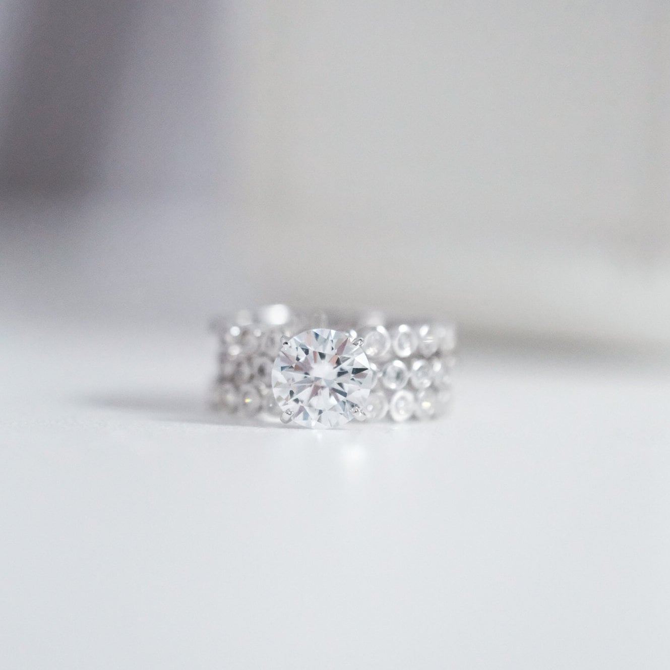 Bezel Ring Bridal Set Three Piece Wedding Ring Set Bezel - Etsy