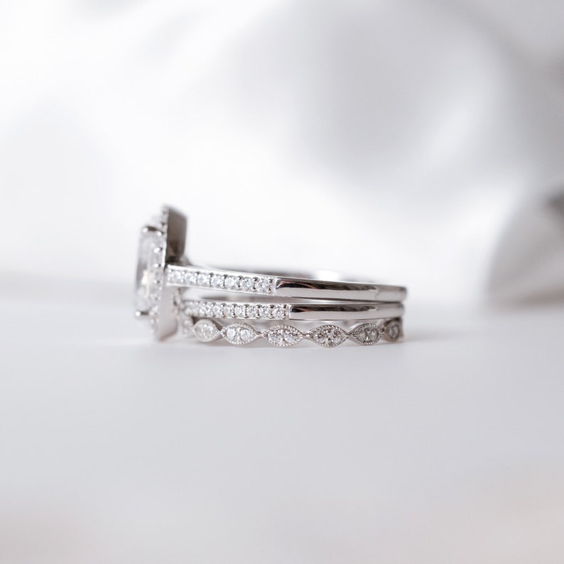 Big Oval Triple Bridal Set Art Deco Ring Stack Set Oval - Etsy