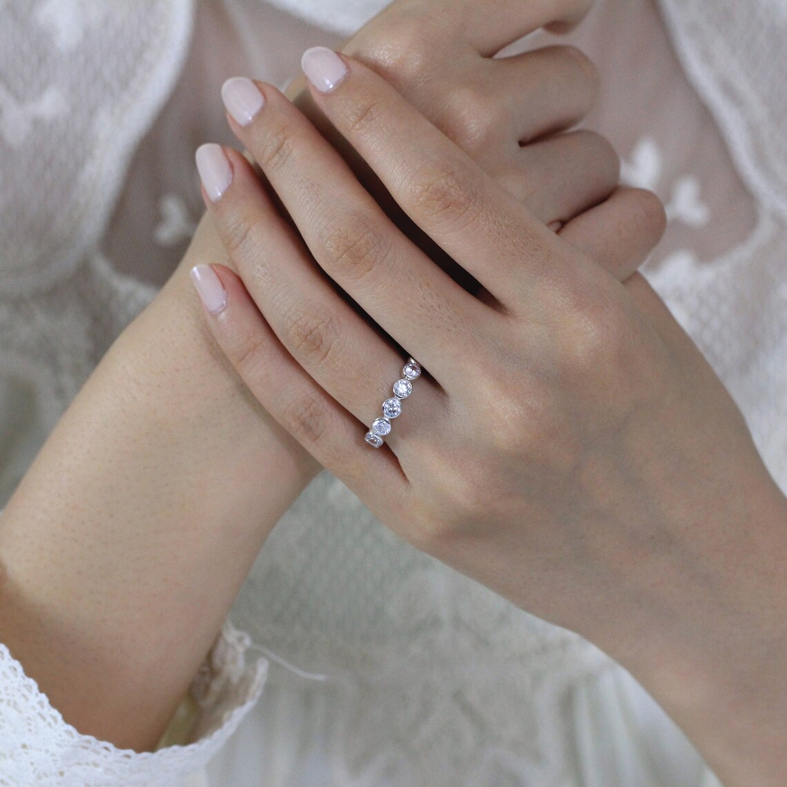 Bezel Set Eternity Ring Stackable Eternity Ring 3.5mm Wide - Etsy