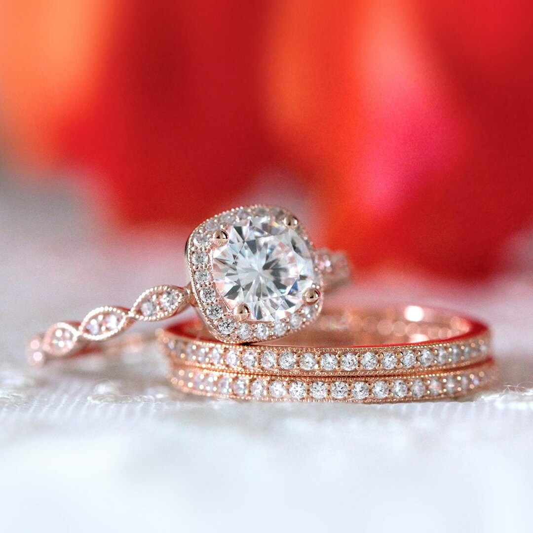 Three Piece Ring Stack Set Diamond Ring Set Jewelry Bundle Set ...