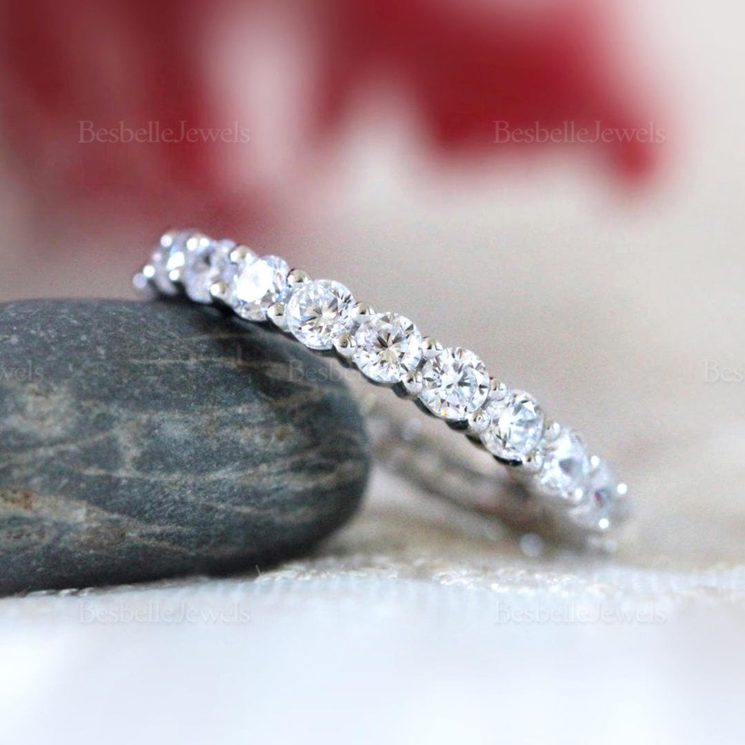 Brilliant Cut Diamond Eternity Ring CZ Diamond Eternity Ring Stackable ...