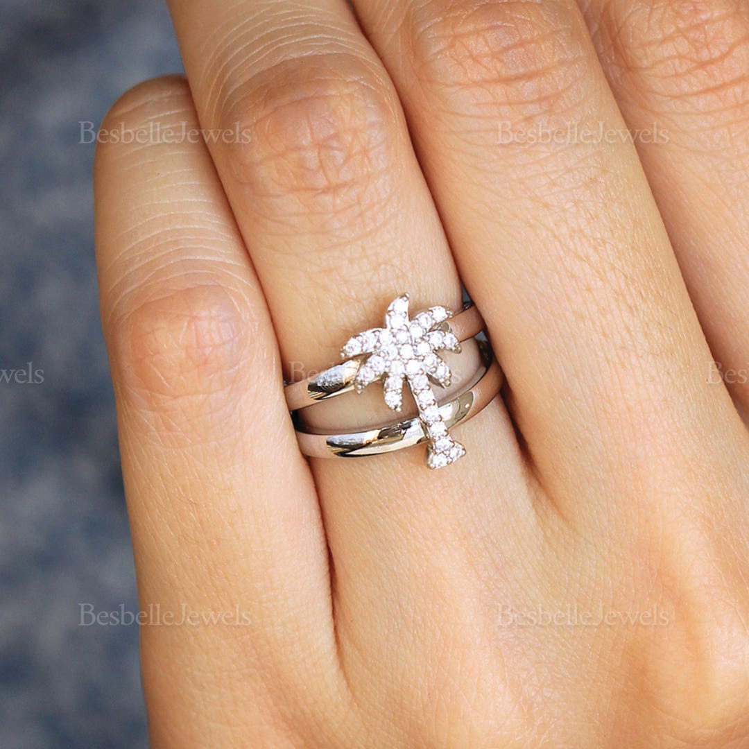 Palm Tree Promise Ring - Classic Palm Tree Ring - Tropical Statement ...