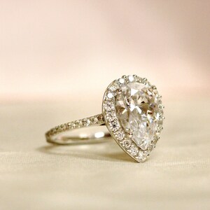 Maximalist Pear Halo Engagement Ring - Pear Cut Halo Ring - Tear Drop ...