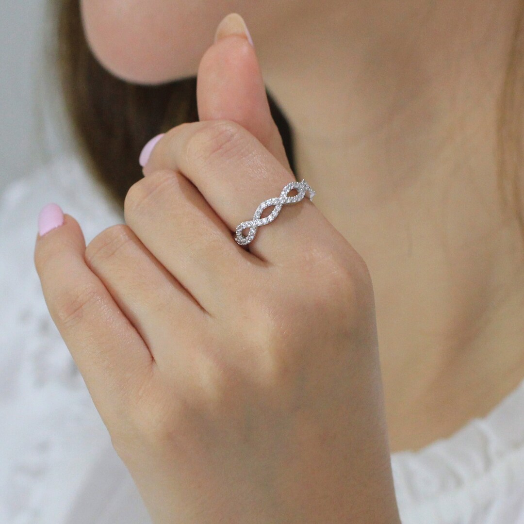 Twisted Knot Half Eternity Ring - Twisted Spiral Crossover Wedding Band ...