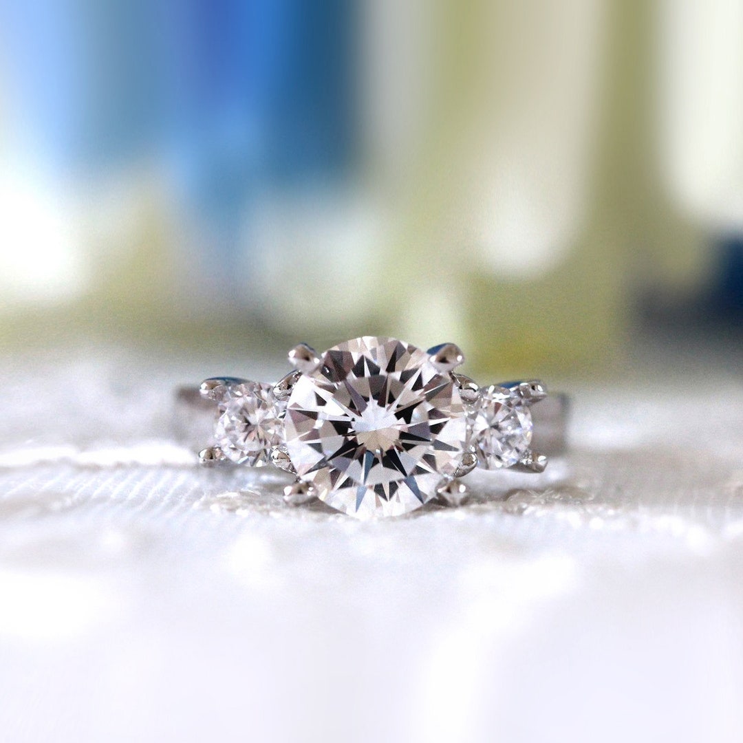 Classic Three Stone Ring Three Stone Engagement Ring Brilliant Cut ...