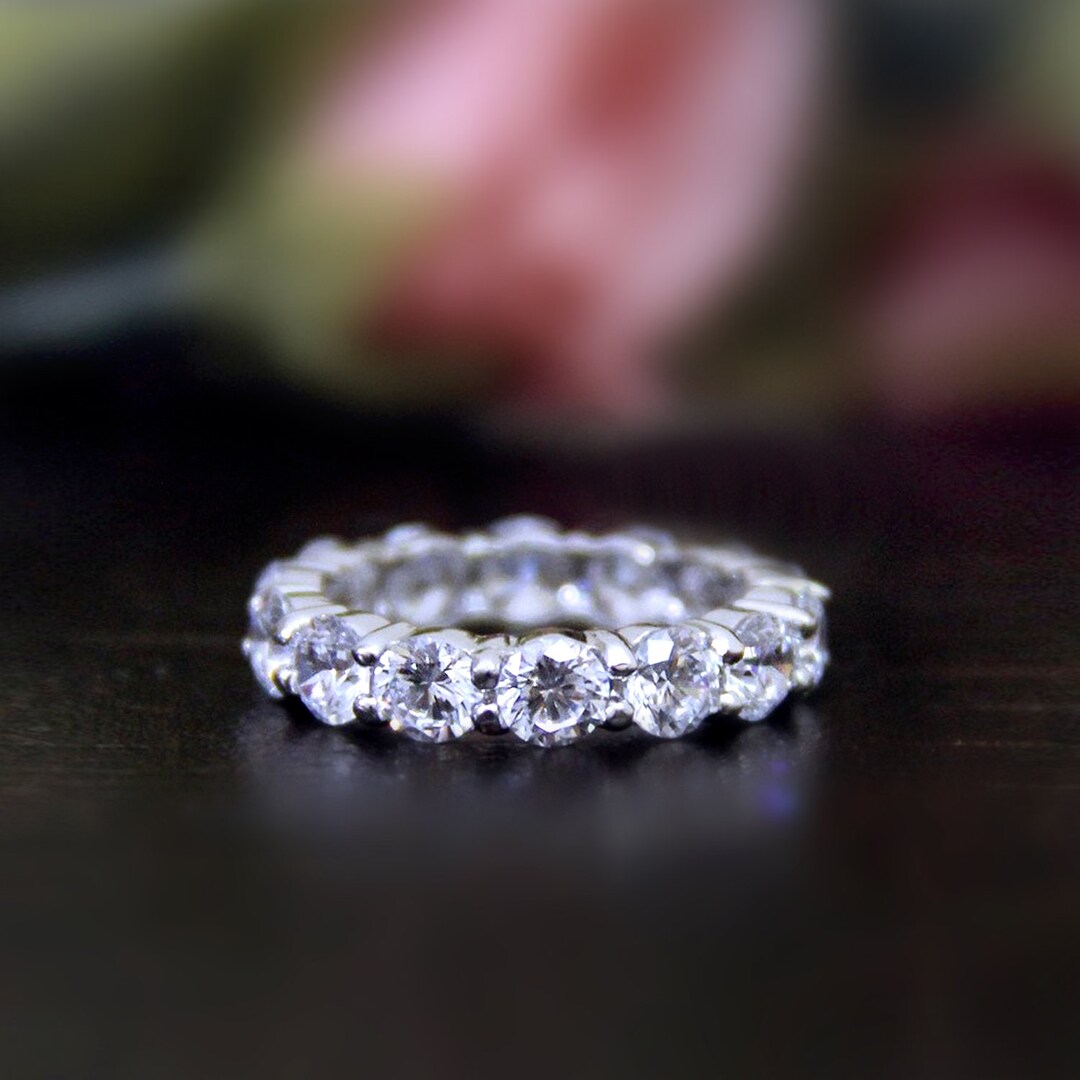 Wide Diamond Eternity Ring Brilliant Cut Diamond Wedding Band Elegant ...