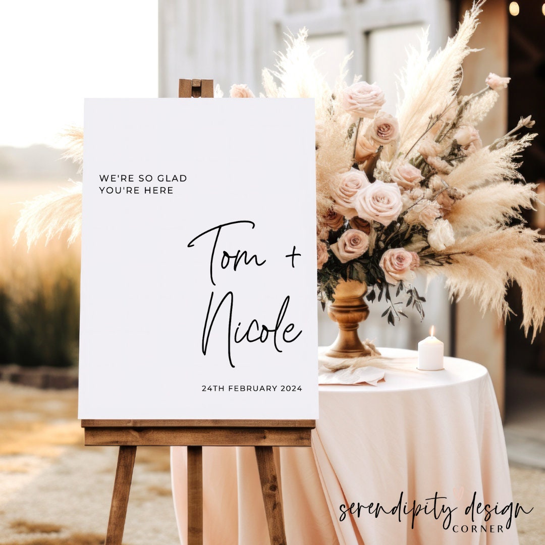 Welcome Wedding Sign UV Print Sign | We're so Glad You're Here Sign - Etsy