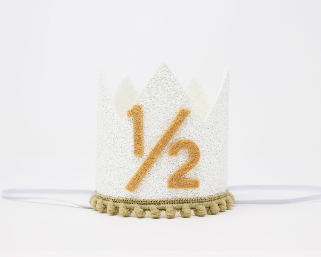 Half Birthday Boy Crown | White Glitter Crown + Toast Felt 1/2 - Etsy