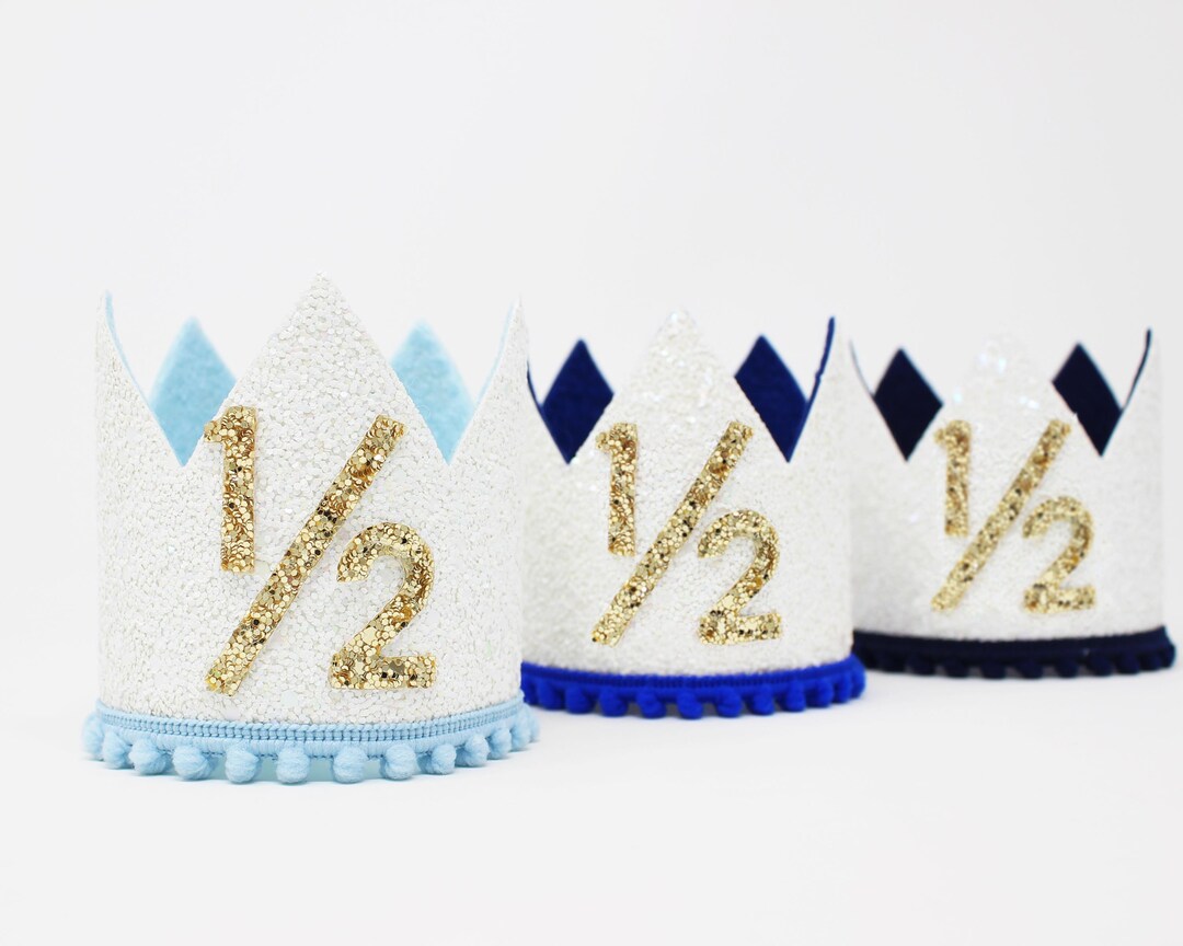 Half Birthday Boy Crown | 1/2 Birthday Crown | Baby Blue Royal Navy Red ...
