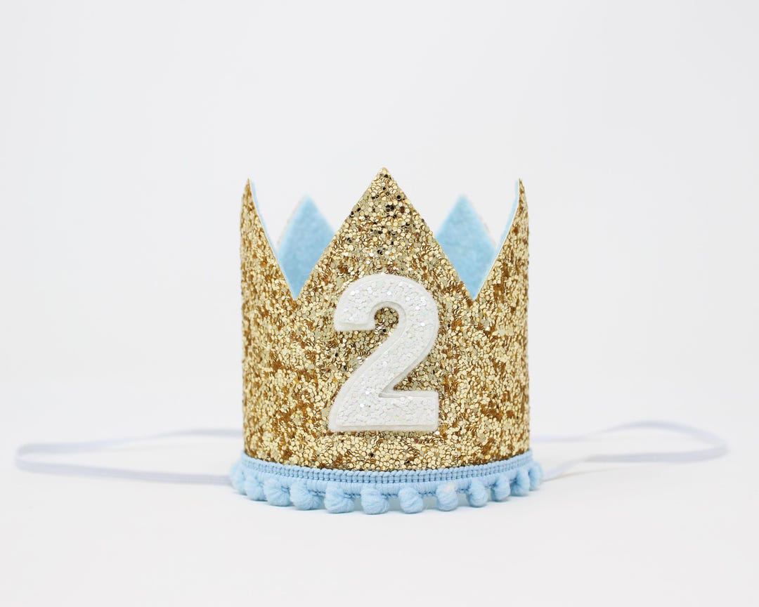 2nd Birthday Crown | Second Birthday Boy Crown | Gold Glitter Crown ...