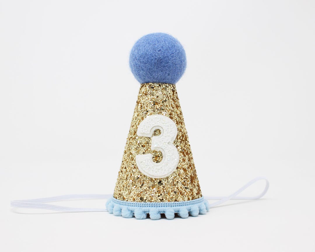 3rd Birthday Party Hat | Gold Glitter Hat + Choose Color + White ...