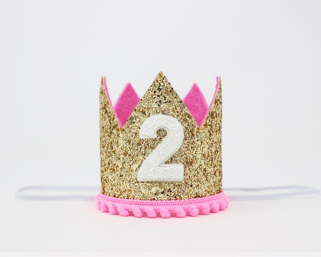 2nd Birthday Crown | Second Birthday Girl Crown | Gold Glitter Crown ...