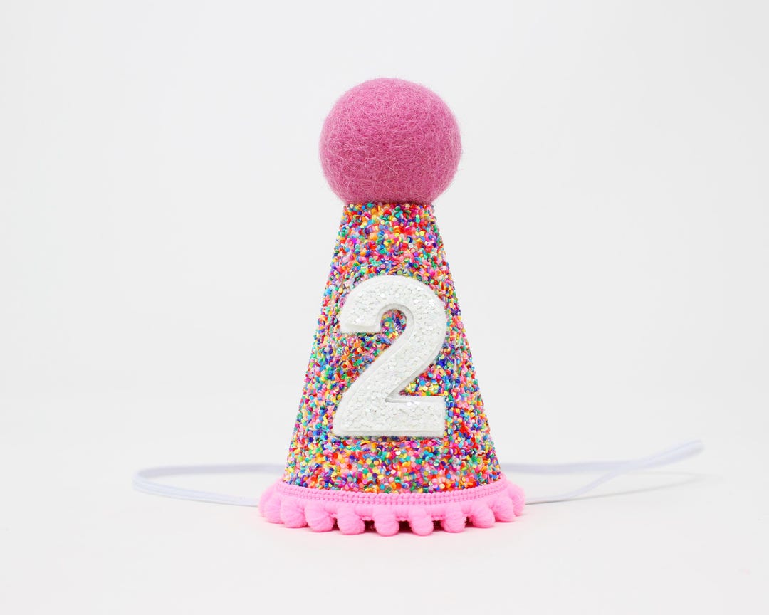 2nd Birthday Party Hat | Mosaic Glitter Hat + Choose Trim/top Color ...