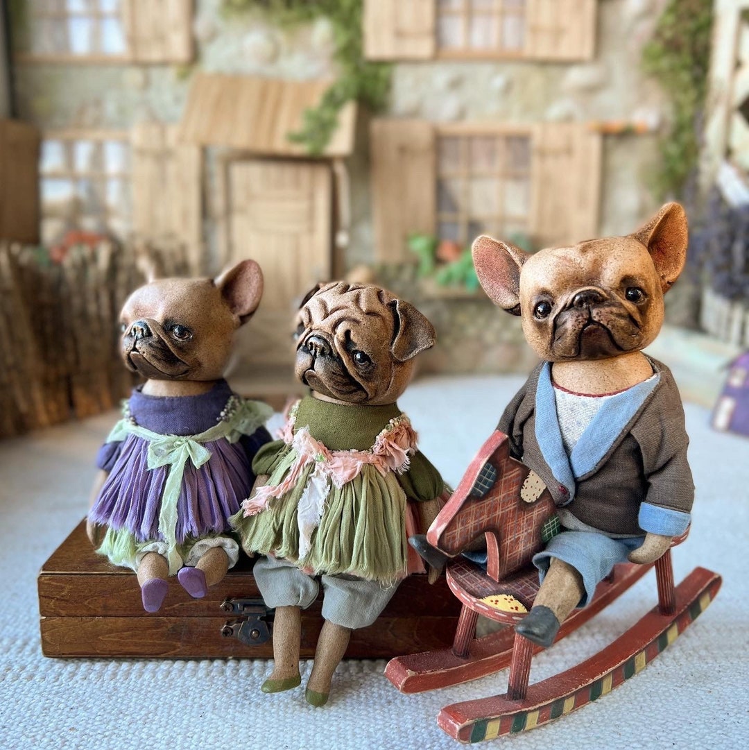 Movable French Bulldog or Pug Doll for Order - Etsy